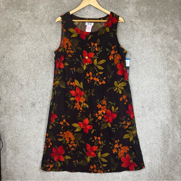 R&K | Dresses | Rk Dress Womens 4 Brown Floral Sleeveless Beaded Knee ...